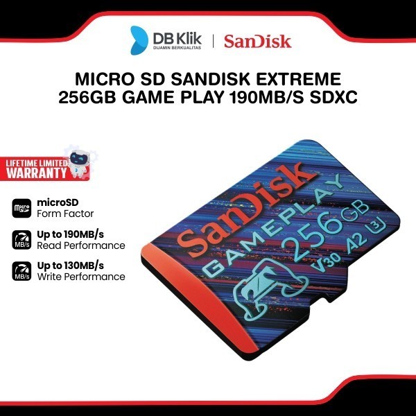 Jual Sandisk Micro Sd Extreme 256Gb Game Play 190Mb/S Sdxc (Sdsqxav ...