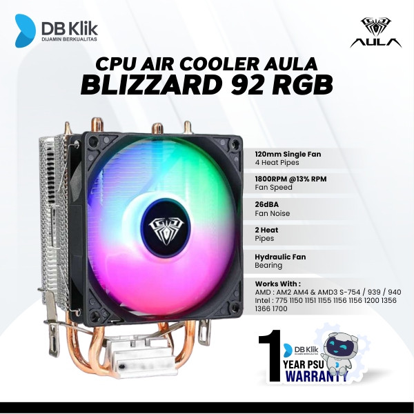 Jual Aula Cpu Cooler Blizzard 92 Rgb - Air Cooler | Shopee Indonesia