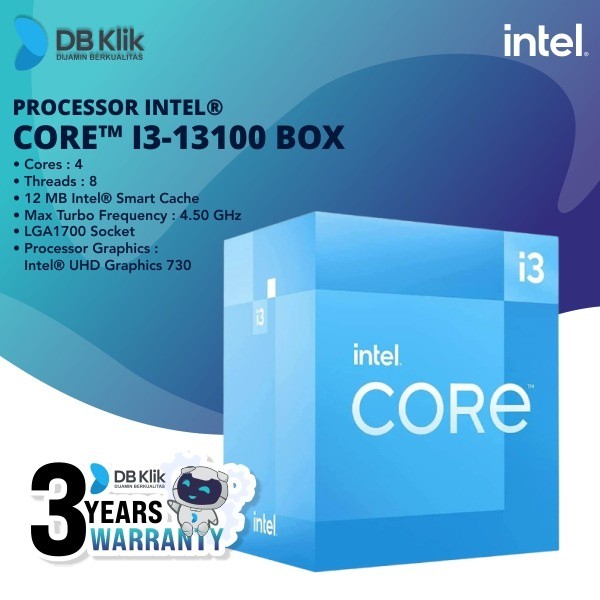 Jual Intel Processor Core I3-13100 Box 4.5Ghz Lga1700 - I3 13100 Box ...