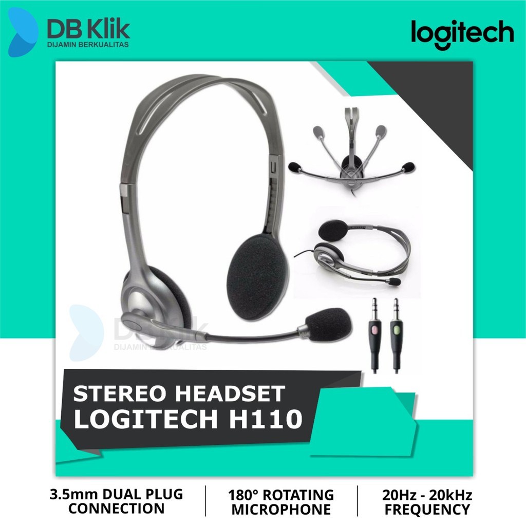 Jual Logitech H110 Headset Stereo Wirred Built in Microphone Noise ...