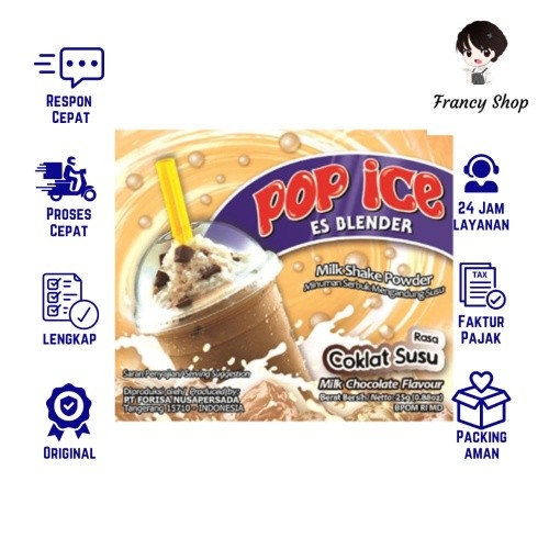 Jual Pop Ice Rasa Choco Milk Minuman Es Blender Eceran 1 Sachet 25 gr ...