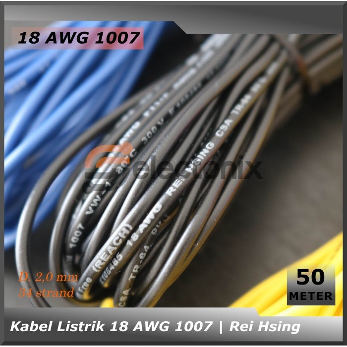 Jual [50 Meter] Kabel 18 Awg Rei Hsing Ul1007 | Shopee Indonesia