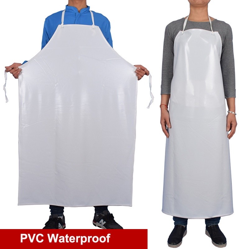 Jual Apron Tahan Air Putih Apron Kerja PVC Tahan Minyak Kantin Dapur ...