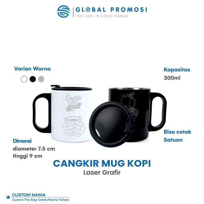 Jual Produk Ready Custom Cangkir Mug Gelas kopi 300ml Grafir Souvenir ...