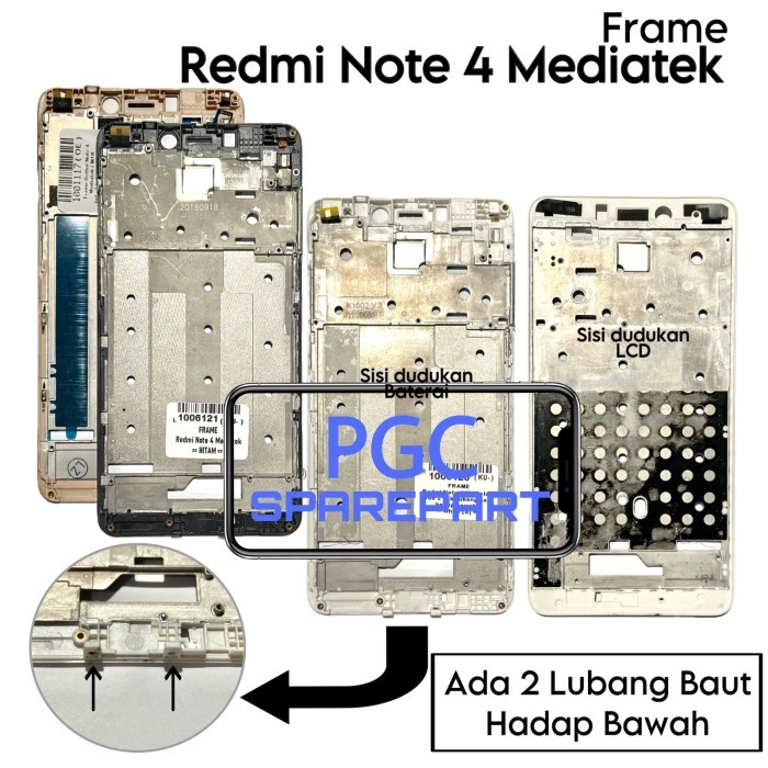 Jual FRAME TULANG TENGAH XIAOMI REDMI NOTE 4 MEDIATEK MTK -BEZZEL LCD ...
