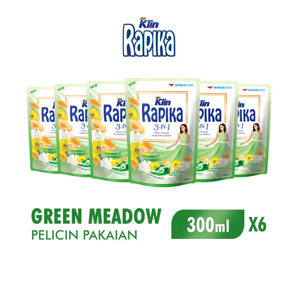 Jual Rapika Pewangi Pakaian Hijau Green Meadow Pouch 300ml x 6 pcs ...