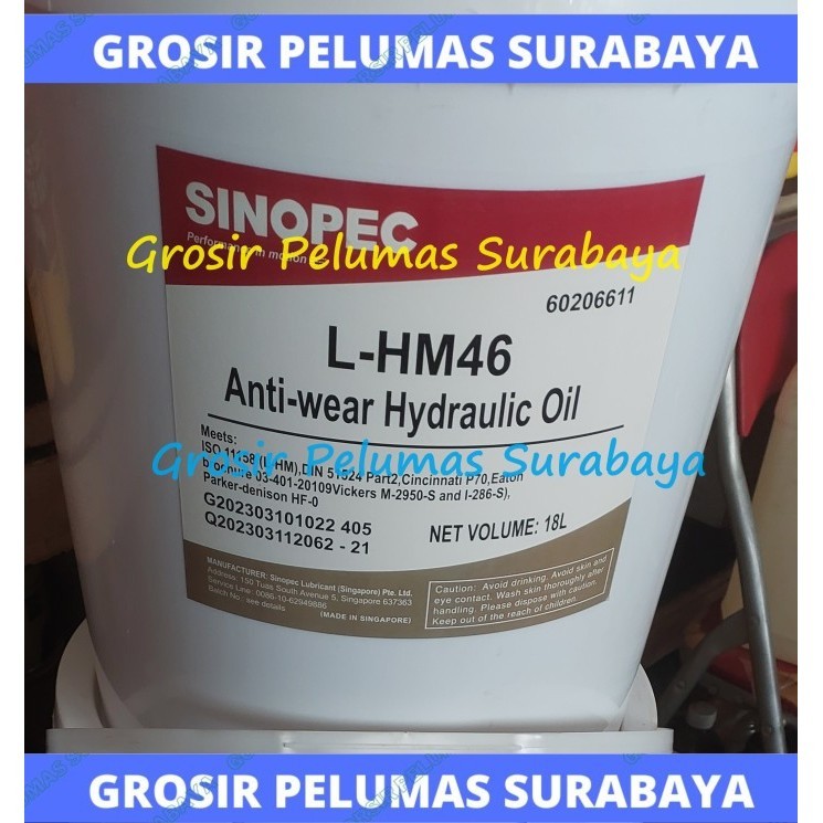 Jual Oli Hydrolis SINOPEC L-HM 46 Anti Wear Hydraulic oil Pail Hidrolik oil | Shopee Indonesia