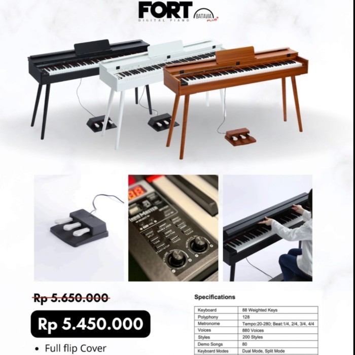 Jual Terbaru Digital Piano Elektrik New Fort Batavia Plus 3 Pedal ...