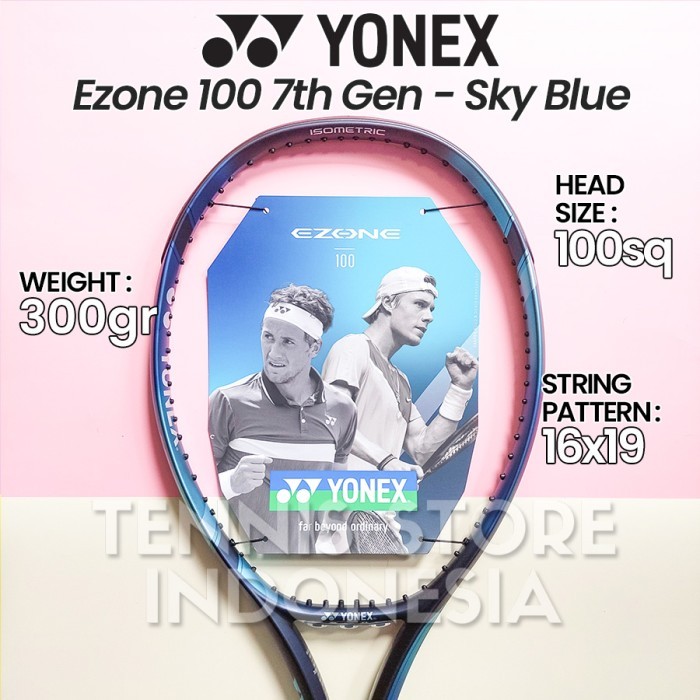 Jual Raket Tenis Yonex Ezone 2022 Sky Blue / 100 300 gram 7 gen Original | Shopee Indonesia