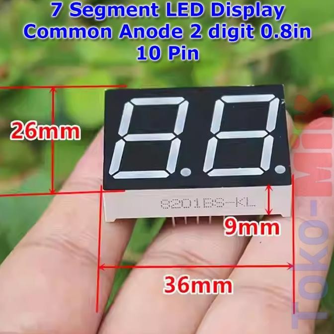 Jual 7 SEGMEN SEVEN SEGMENT LED DISPLAY 2 DIGIT COMMON ANODE 0.8 IN 10P tokmi99 | Shopee Indonesia
