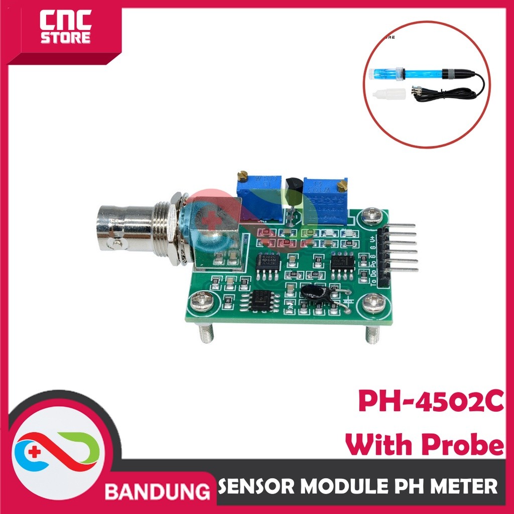 Jual SENSOR PH METER MODULE PH-4502C WITH PROBE ELECTRODE FOR | Shopee ...