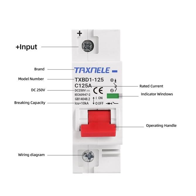 Jual MCB DC 80a 100a 125a 1P 250a Circuit Breaker [terbaik] | Shopee ...