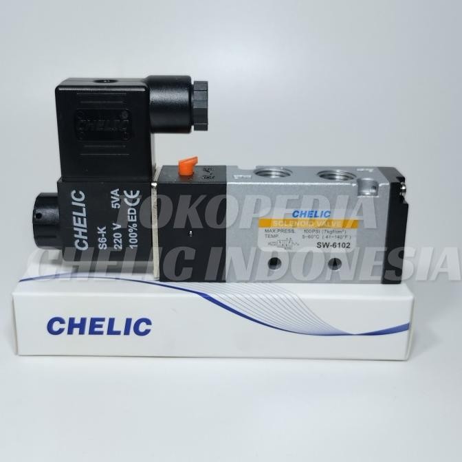 Jual SOLENOID VALVE SINGLE 5/2 PORT 1/4" ORIGINAL CHELIC SW-6102 | Shopee Indonesia