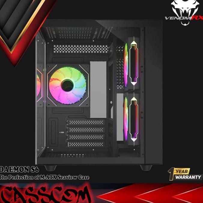 Jual Promo Casing VenomRX Daemon Continental S6 M-ATX Tempered Glass ...