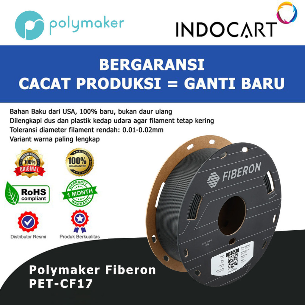Jual IndoCart 3D Printer FILAMENT PolyMaker Fiberon PET-CF17 Carbon Fiber Reinforced PET ...