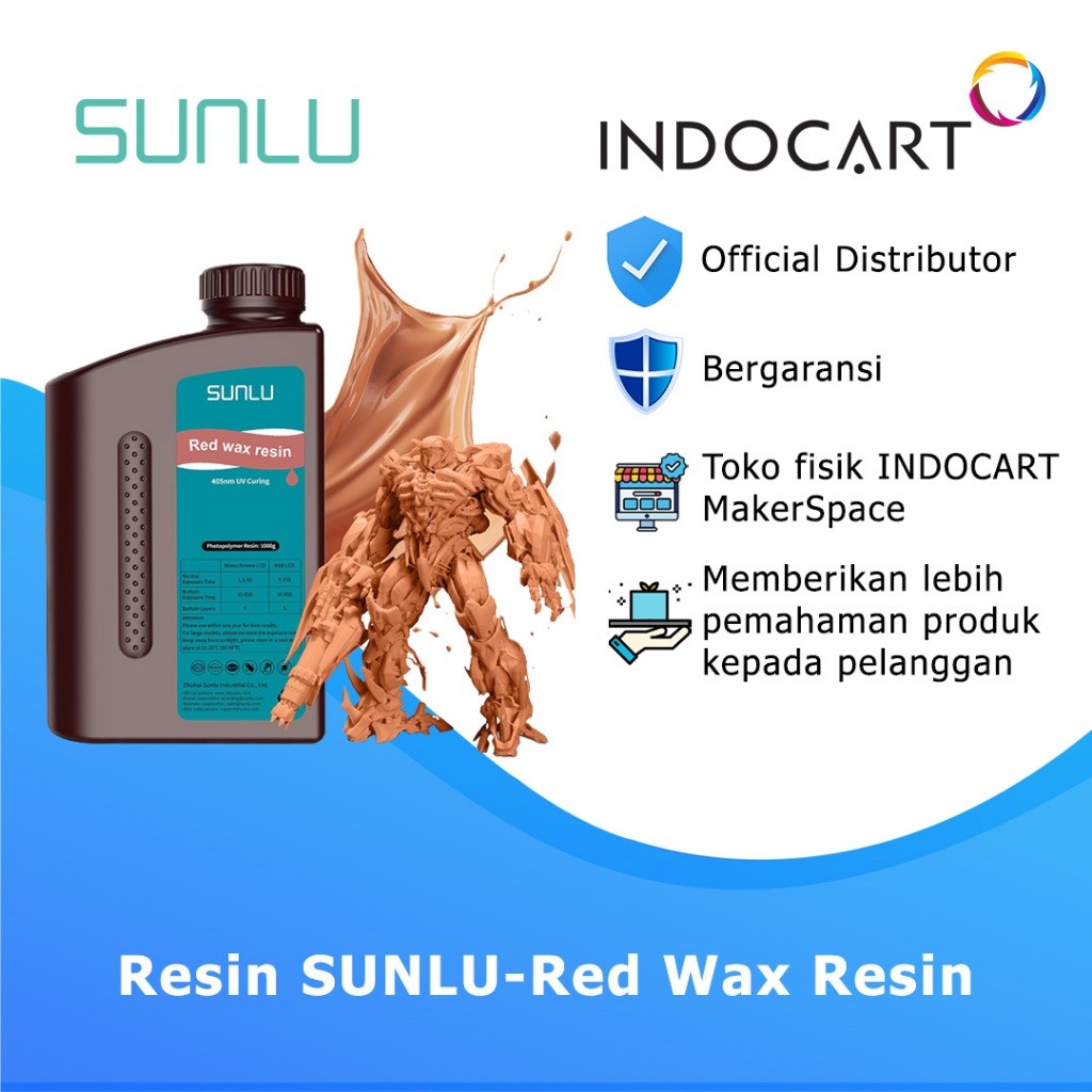 Jual IndoCart 3D Printer Resin Resin SUNLU Red Wax Extreme Precision ...