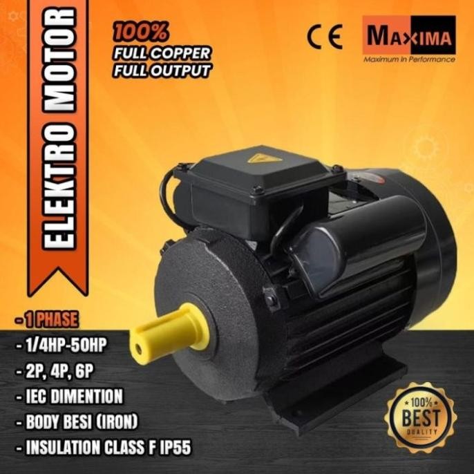 Jual DINAMO ELEKTRO MOTOR 1HP 1PK 1PHASE 4 POLE MAXIMA FULL TEMBAGA 1 HP PK | Shopee Indonesia