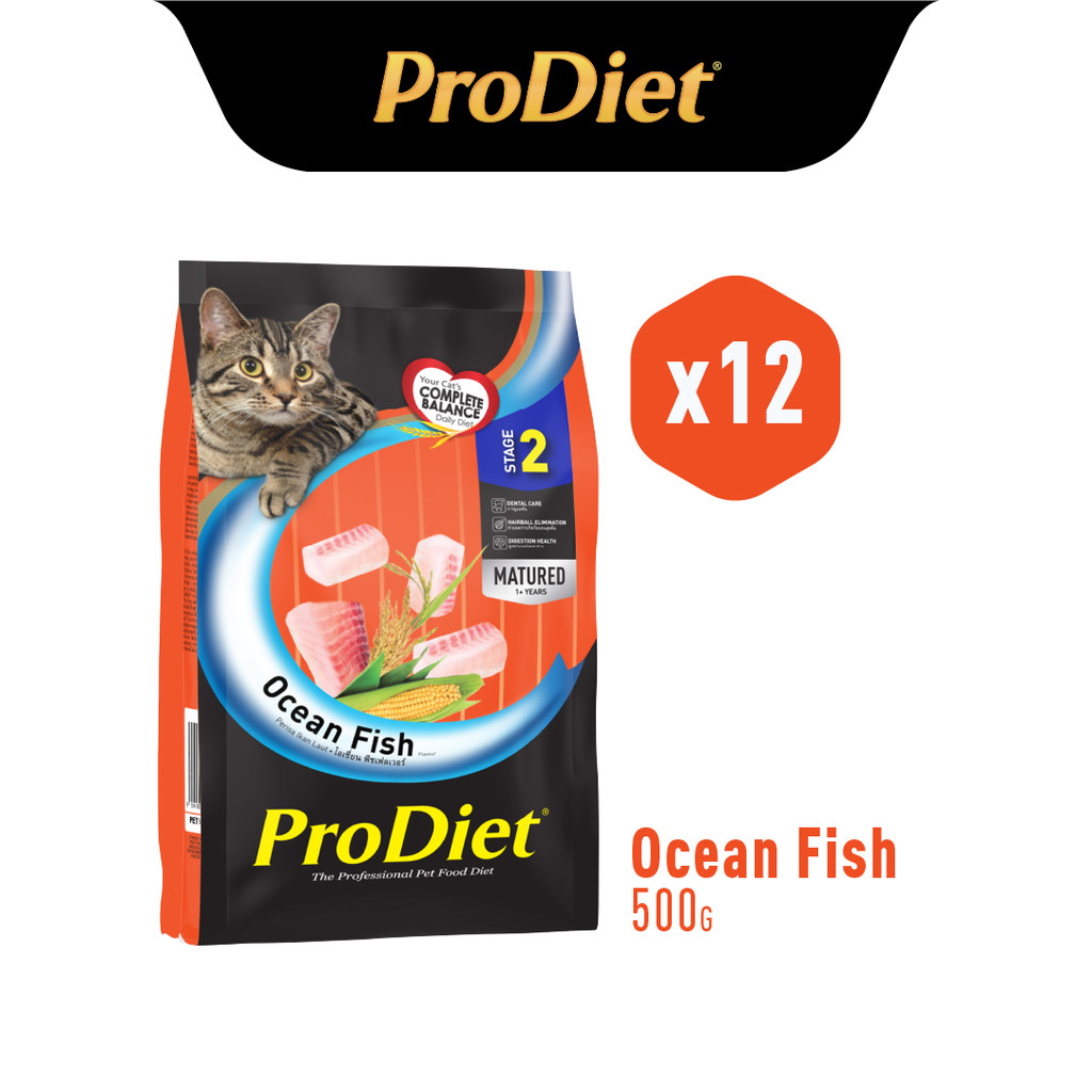 Jual ProDiet Makanan Kucing Kering Rasa Ocean Fish 500gr - Isi 12 ...