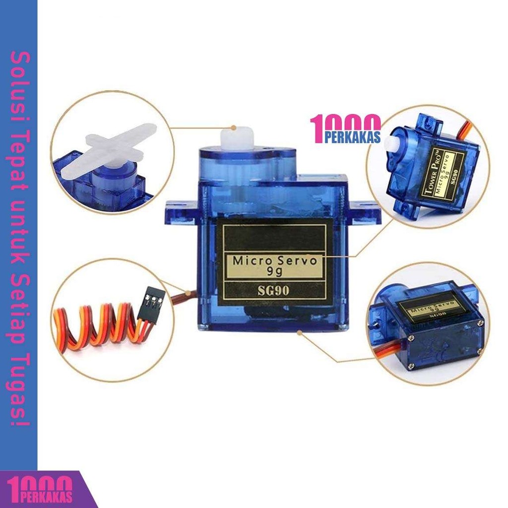 Jual Micro Servo Motor 9G SG90 180 360 1P / Pro For RC Robot Helicopter ...