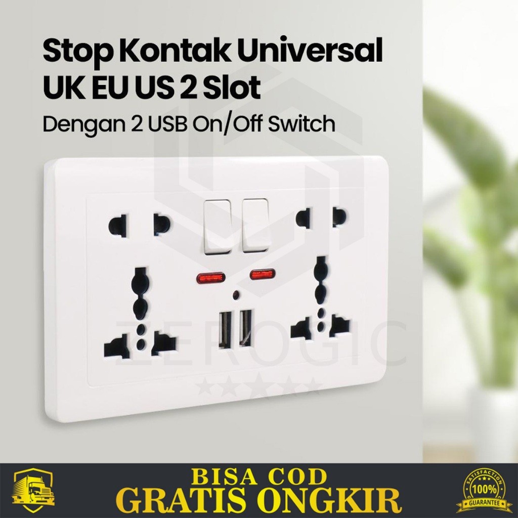 Jual STOPKONTAK SOCKET DINDING UNIVERSAL 2 PORT USB SWITCH LISTRIK ...