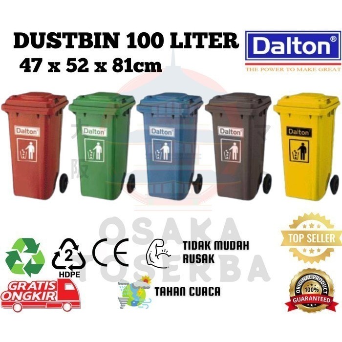 Jual TEMPAT SAMPAH 100 LITER DALTON TRASH BIN OUTDOOR 100 LITER DUSTBIN RODA PLASTIK HDPE ...