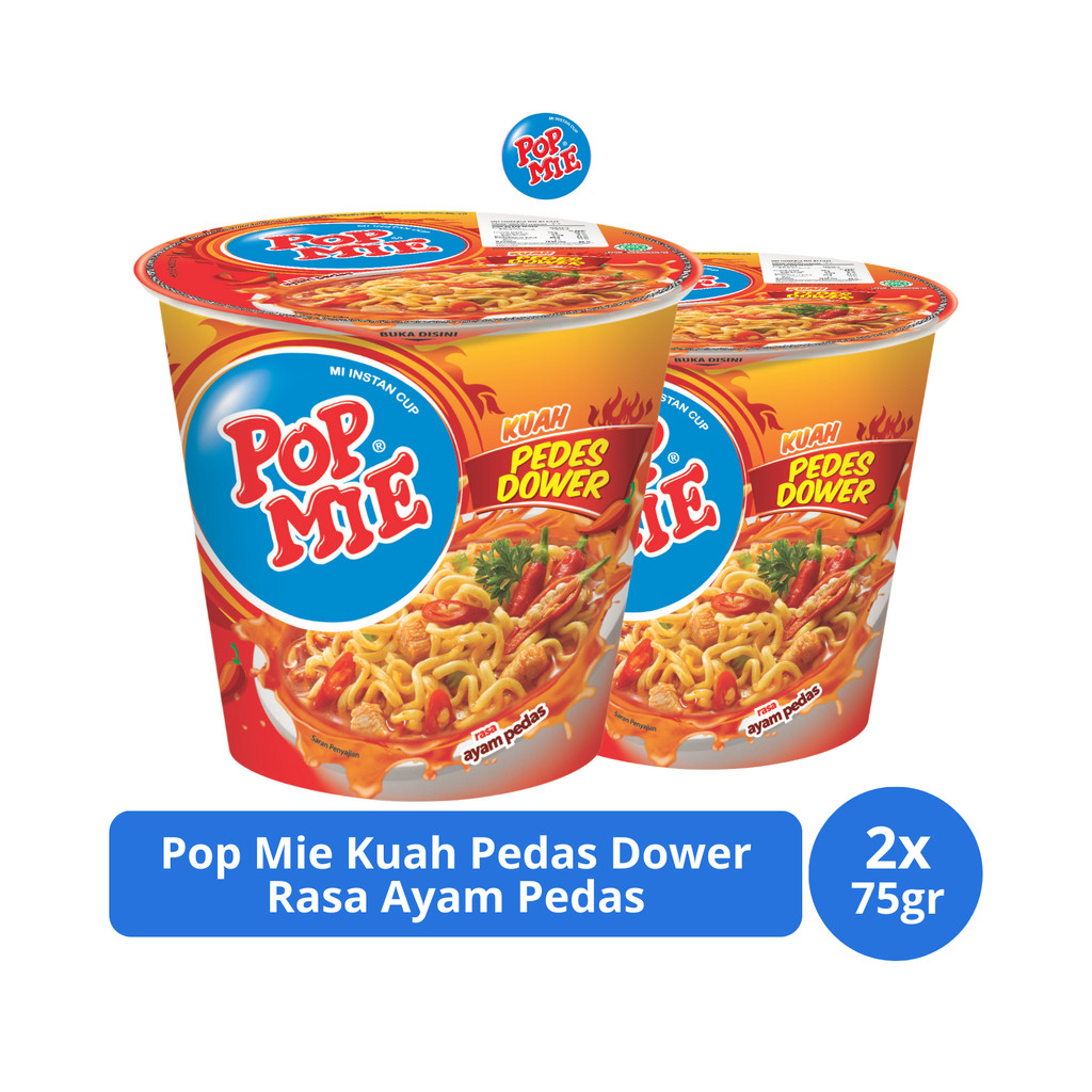 Jual Pop Mie Kuah Pedas Dower Rasa Ayam Pedas 75gr x 2 pcs | Shopee ...
