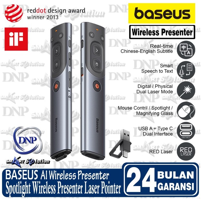 Jual Baseus Spotlight Wireless Presenter Laser Pointer Ai Mouse Remote ...