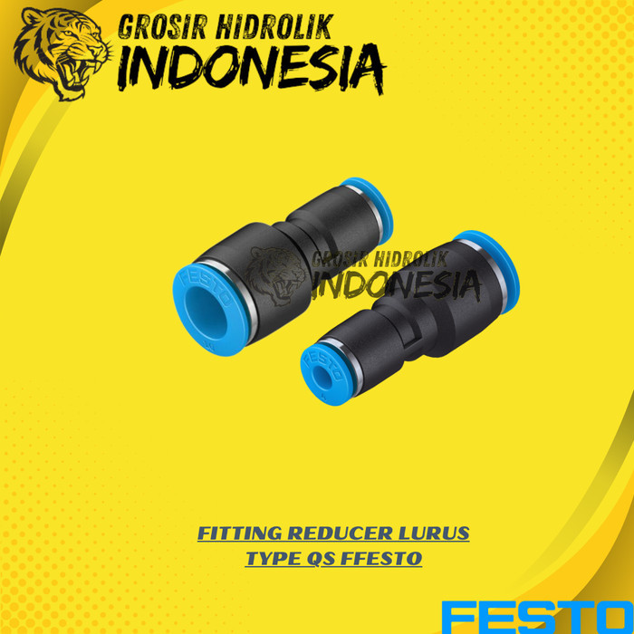 Jual QS-10-8 FESTO ONE TOUCH FITTING REDUCER LURUS UNION SLIP LOCK FUSH ...