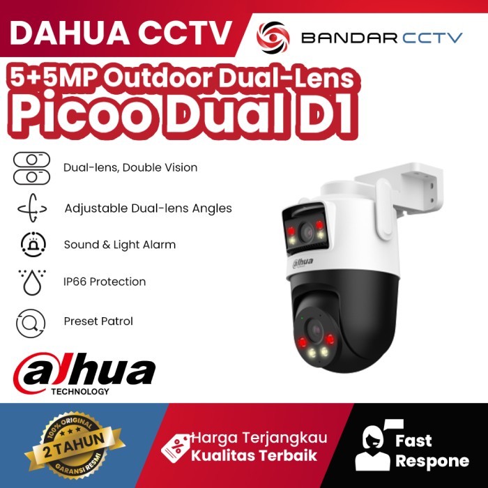 Jual Dahua Picoo Dual D1 5+5MP Outdoor Wi-Fi Dual-Lens Pan & Tilt ...