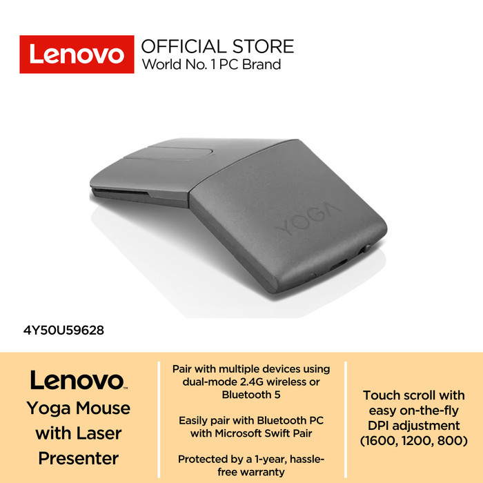 Jual Lenovo Yoga Mouse with Laser Presenter USB-C to USB-A 4Y50U59628 ...
