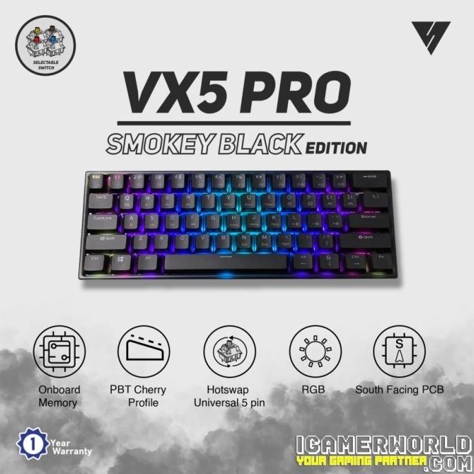 Jual TERBARU - Vortex Series VX5 Pro Smokey RGB Hotswap Mechanical ...