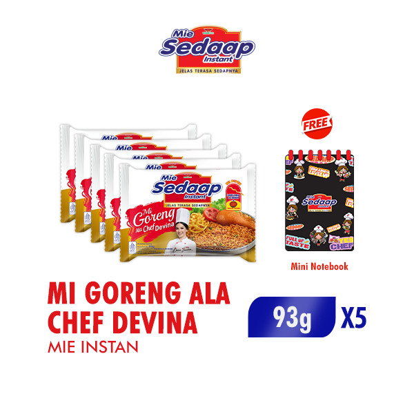 Jual Sedaap Mie Instan Goreng Ala Chef Bag 93 gr x5 Free Notebook ...