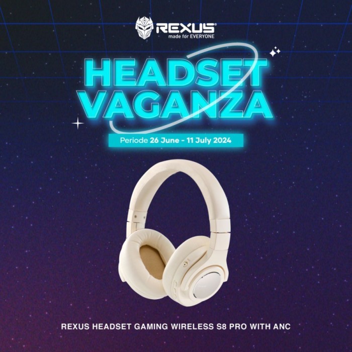 Jual Rexus Headset Gaming Wireless S8 Pro With ANC 3 in 1 Connection (Bluetooth, Wireless, Wired ...