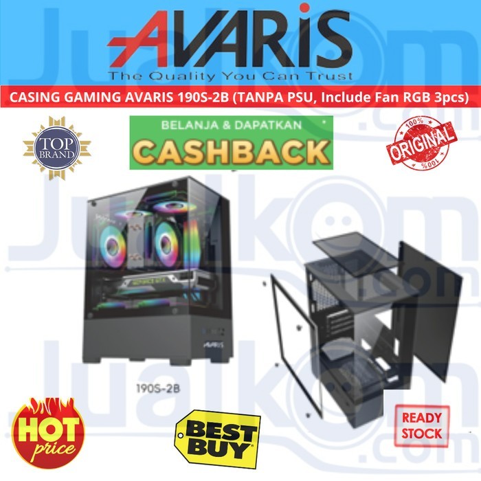 Jual Casing PC Gaming Case AVARIS Free 3 Fan RGB Good Quality | Shopee ...