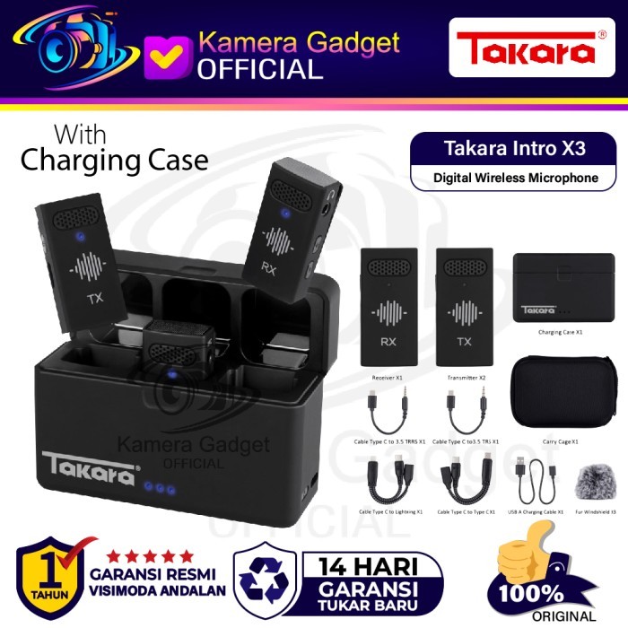 Jual Takara Intro X3 Digital Wireless Mic Microphone With Charging Case ...