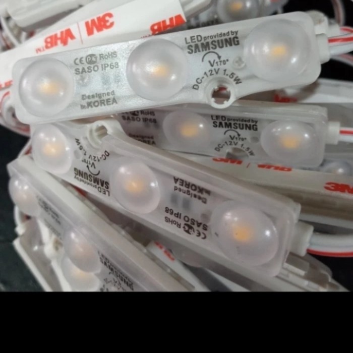 Jual lampu LED modul 3 mata SASO samsung 12V 1.5W warna warm white 3000k harga 100pc | Shopee ...
