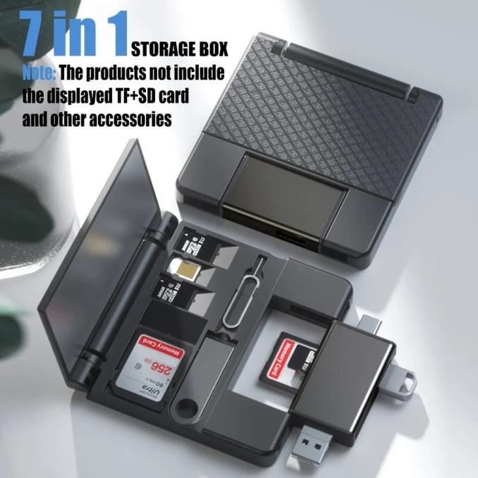 Jual Box Storage 7 in 1 Card Reader Sim Card + OTG Micro Type C USB C ...