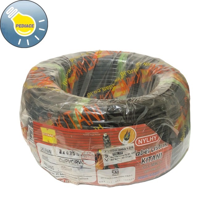 Jual Kabel Listrik 2X0.75 Flexible Serabut Nylhyo Hitam Kitani Sni 50Meter | Shopee Indonesia
