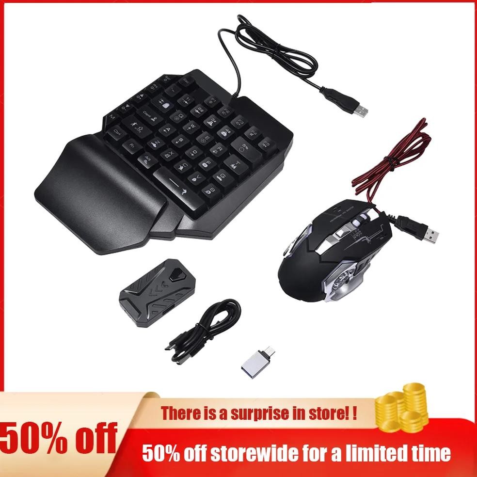 Jual Keyboard And Mouse Combo RGB Backlit One-Handed Keypad Mice with ...