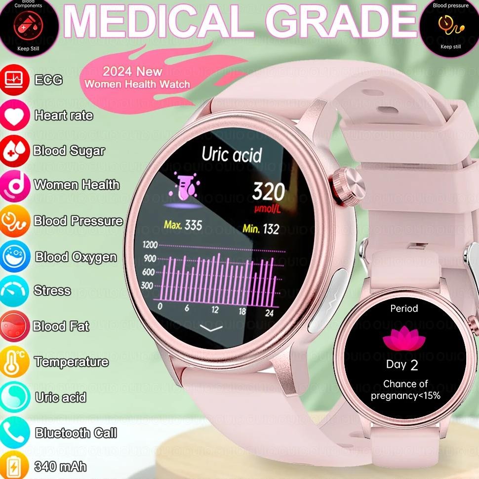 Jual 2024 Medical Grade SmartWatch Women Blood Sugar Blood Lipid Uric ...