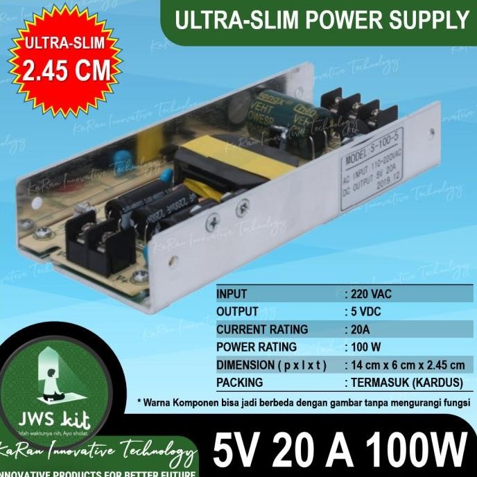 Jual ULTRA SLIM TIPIS PSU POWER SUPPLY SWITCHING ADAPTOR AC DC 5V 20A 100W ORIGINAL DAN ...