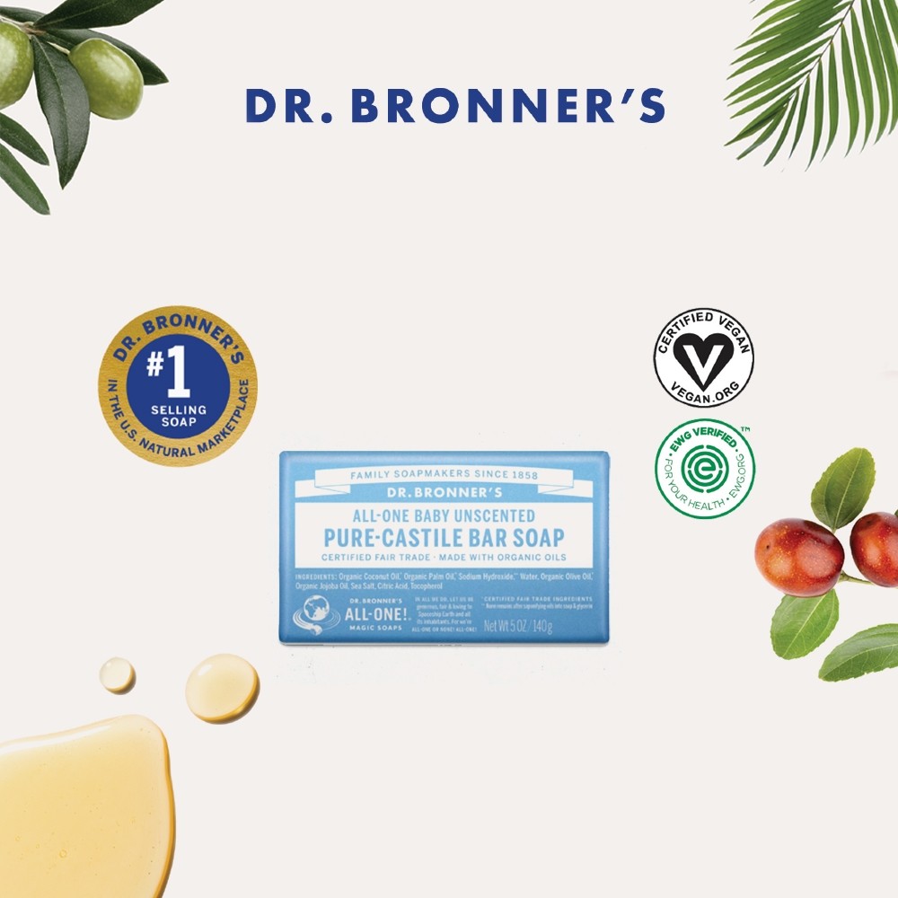 Jual Dr. Bronner's Sabun Batang Organik Unscented Pure Castile 140 g | Shopee Indonesia