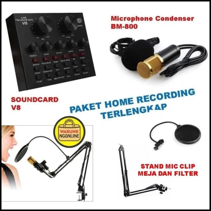 Jual Paket Alat Rekaman - Home Recording Mic Bm-800 - Soundcard V8 ...