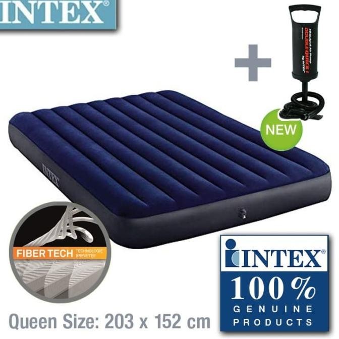 Jual PAKET Kasur Angin DELUXE Dura-Beam INTEX QUEEN +POMPA INTEX +LEM 64709 | Shopee Indonesia