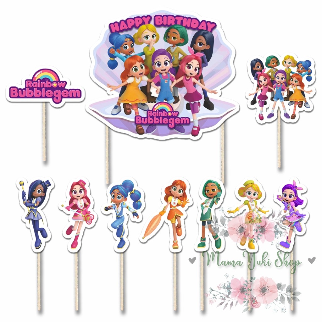 Jual Topper Cake Hiasan Kue Ulang Tahun Anak Kartun RAINBOW BUBBLEGEM ...