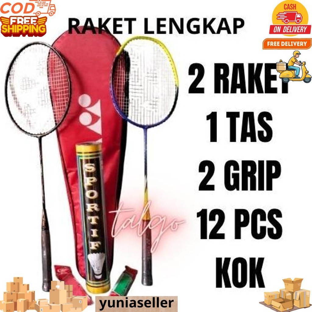 Jual Raket Badminton Lengkap Tas Shuttlecock Bonus Grip Free Pack Bubble Warp Dan Fragile D Best ...