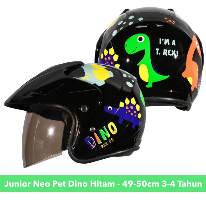 Jual Helm Half Face Anak Lucu Motif Dino Dinosaurus untuk Usia 2 hingga ...