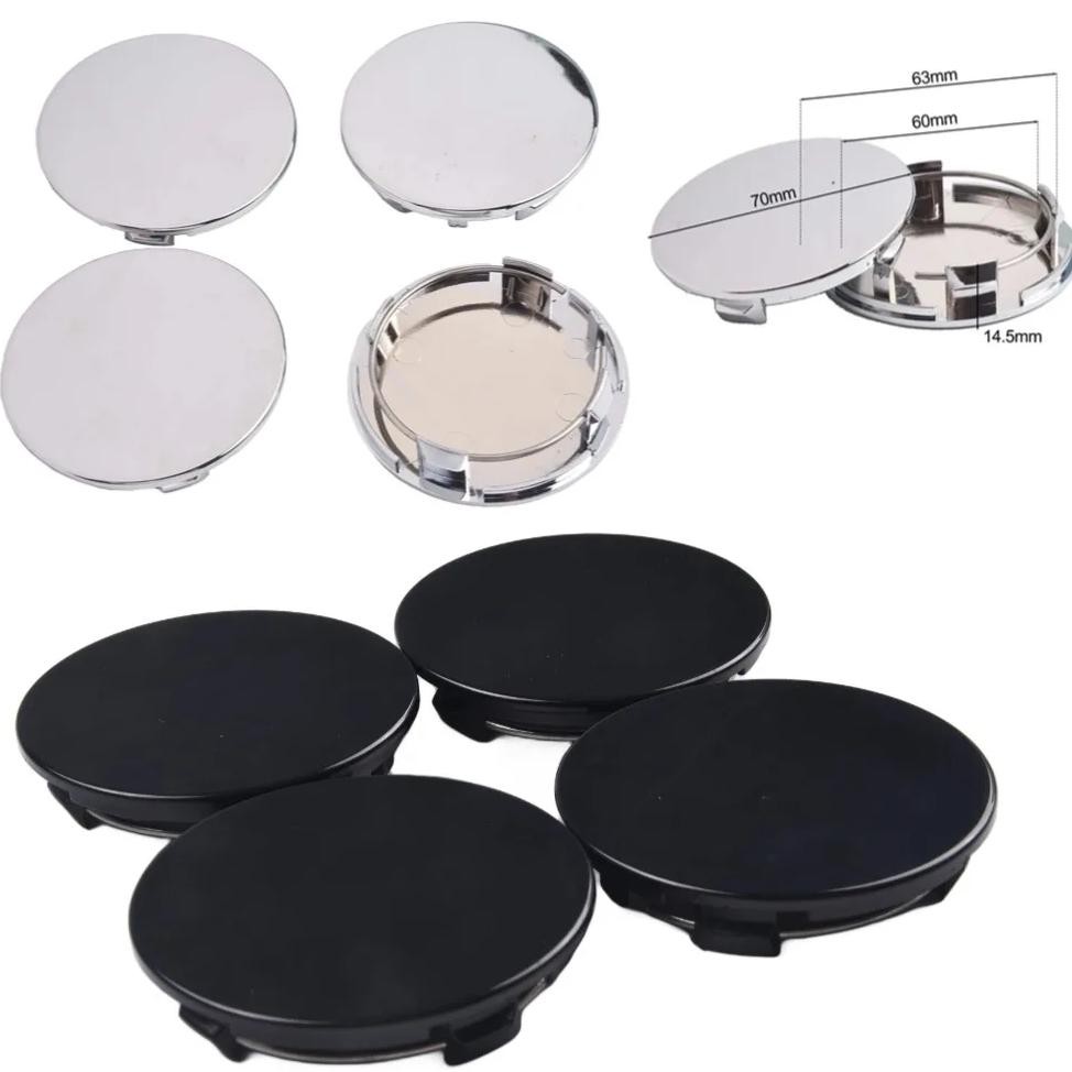 Jual 4PCS 70MM WHEELS CENTER CAP HUBCAP CHROME SILVER ABS PLASTIC AUTO ...