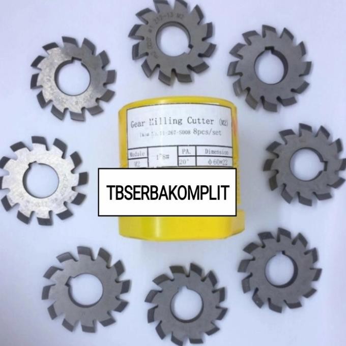 Jual MODULE GEAR MILLING CUTTER M2 MODUL PISAU GIGI 2.0 SET ISI 8PCS ...