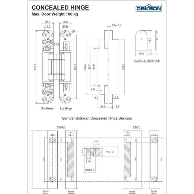 Jual Engsel Concealed Dekkson ES CONC D80 NA Invisible Hinge Engsel ...